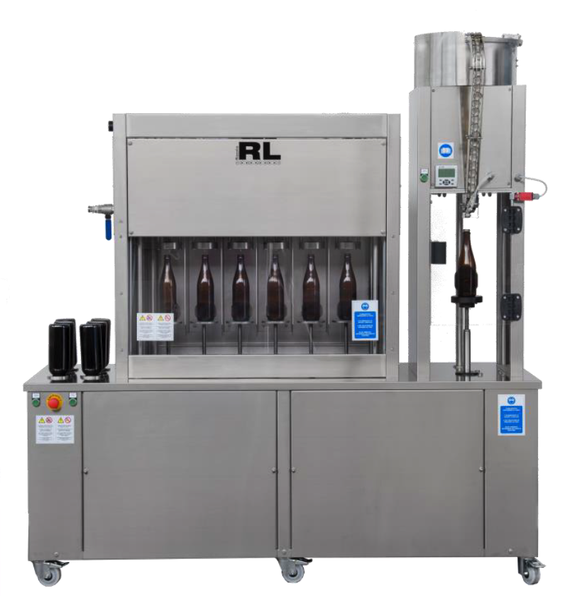 Counter pressure filler with bottle rinser and capper Rizzolio
