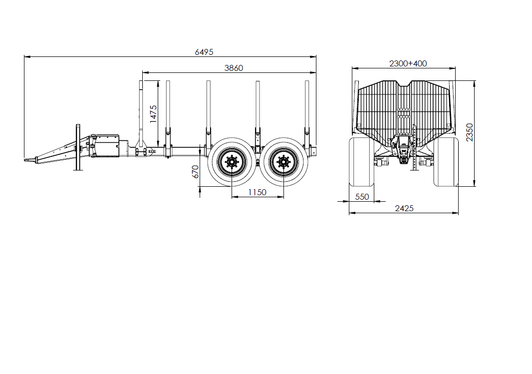 Remorque à bois BMF — BMF Remorques et grues forestières