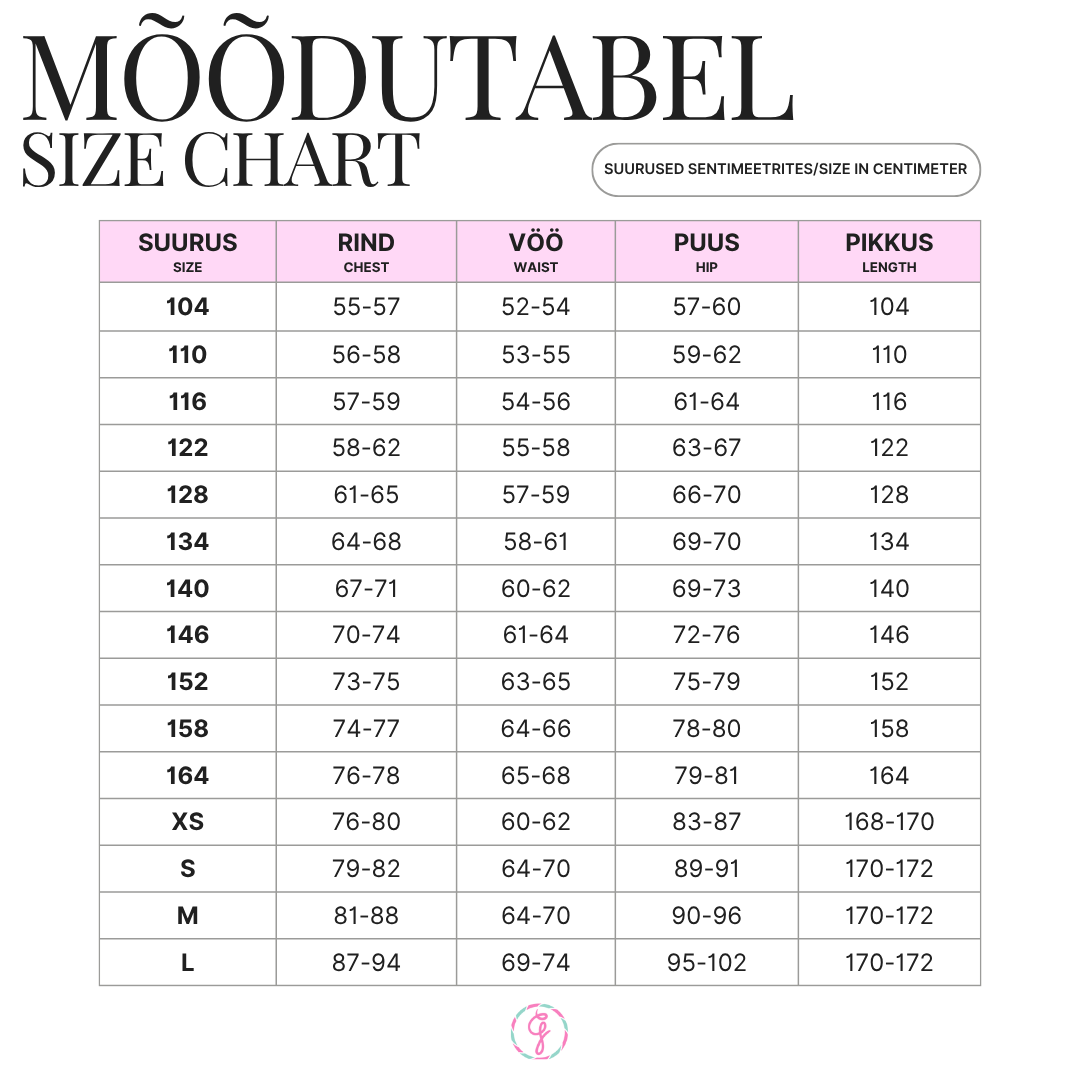 SIZE CHART — Gymnastics Shop | All for Gymnastics | Glara Gymnastics