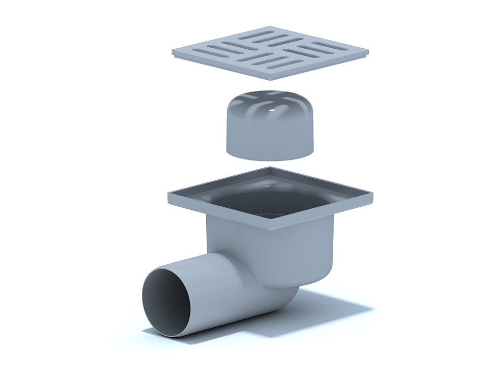 Horizontal floor trap with plastic grid 46113 — Biston