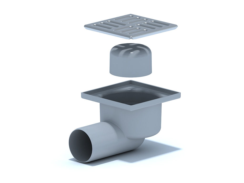 Horizontal floor trap with stainless steel grid 46115 — Biston
