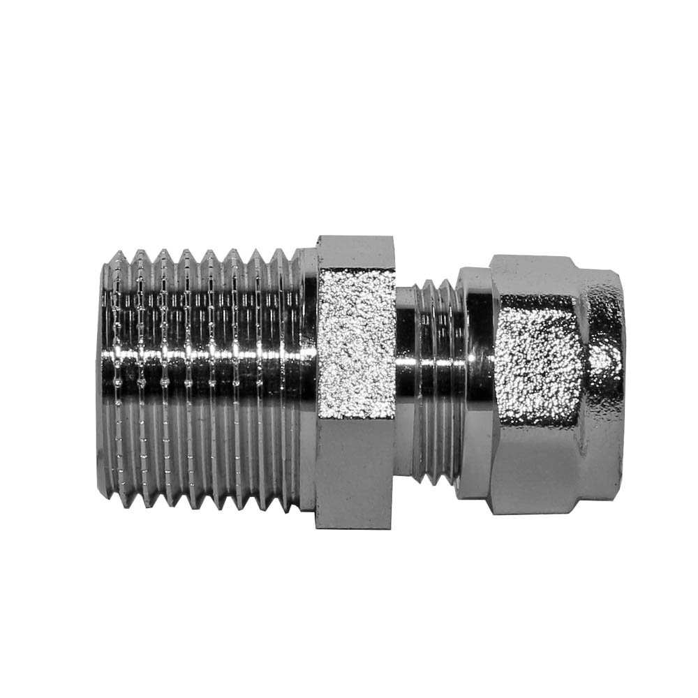 Transition fitting with external thread, chrome plated — Biston