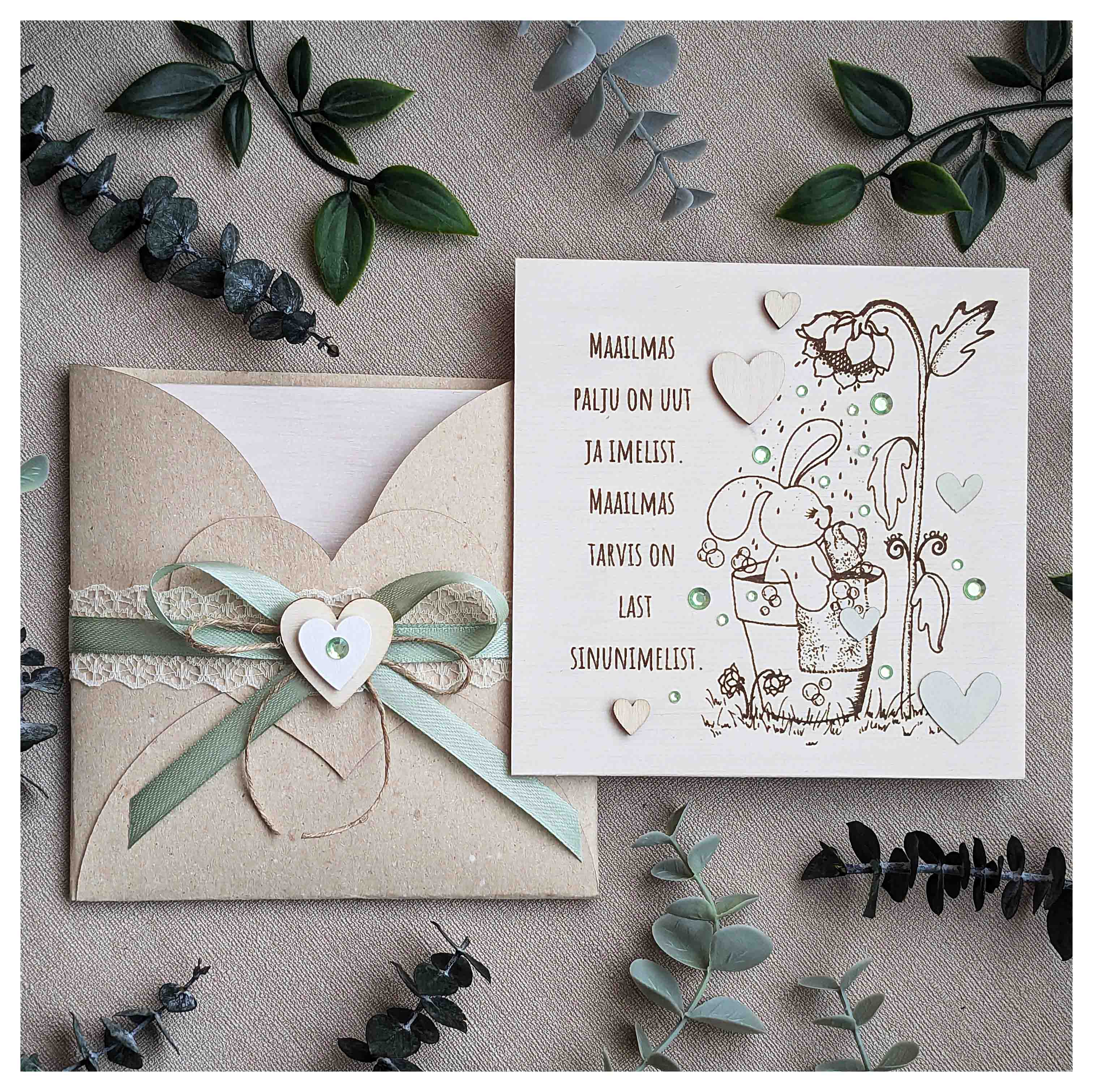 Poho.ee – Puidust kaart lapse sünni puhul - Jänese beebi