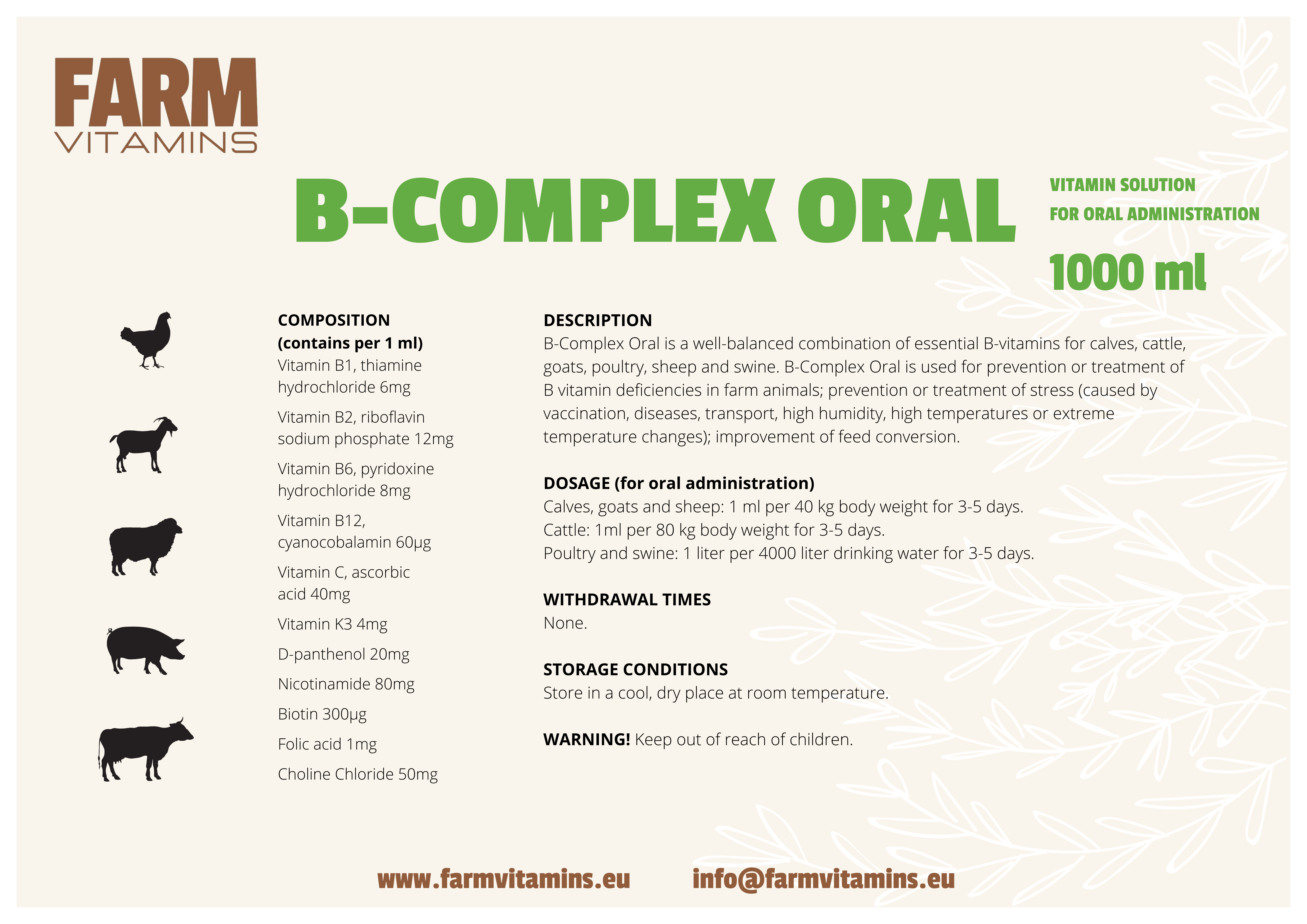 Farm Vitamins – B-Complex Oral, 1L