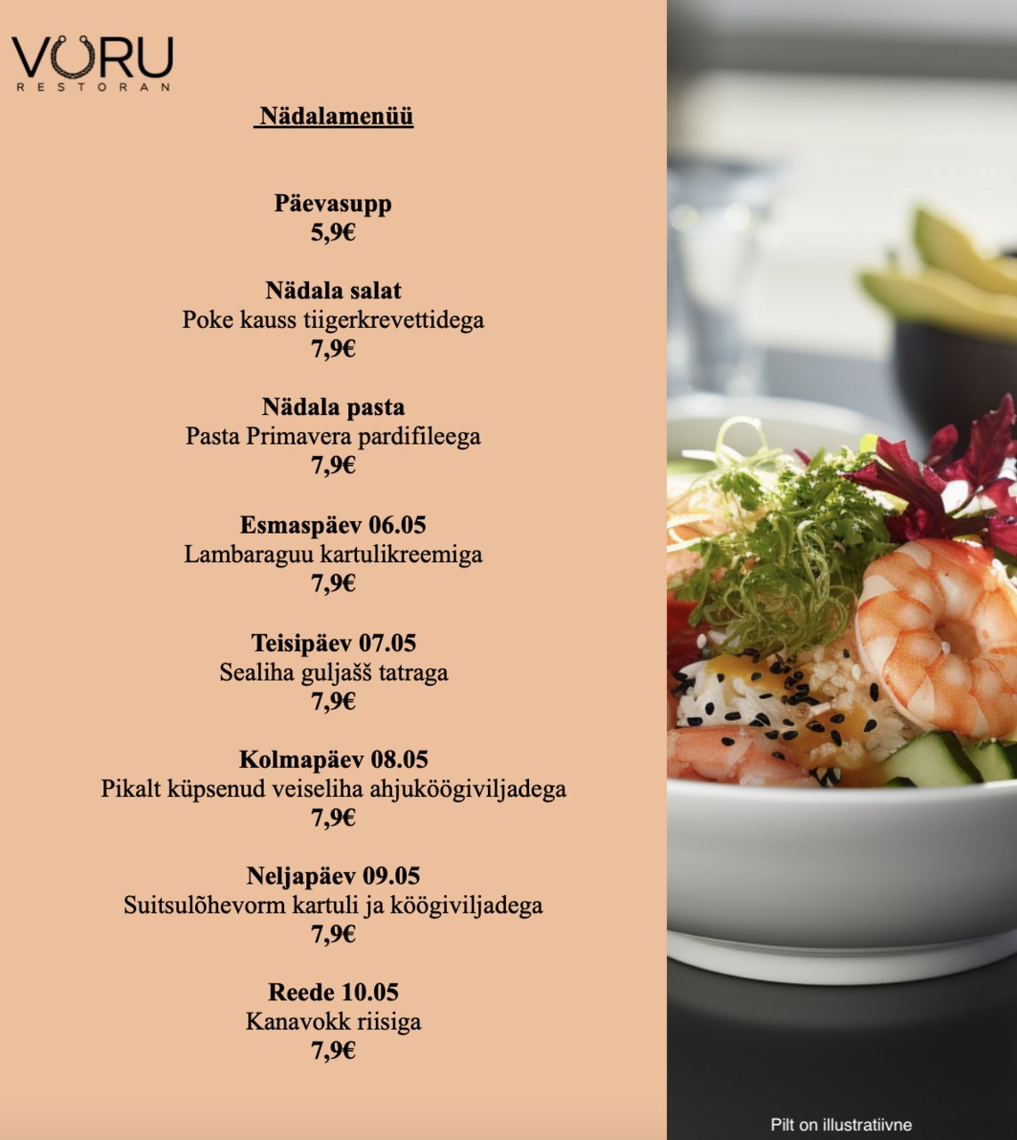 Nädalamenüü – Restoran Võru