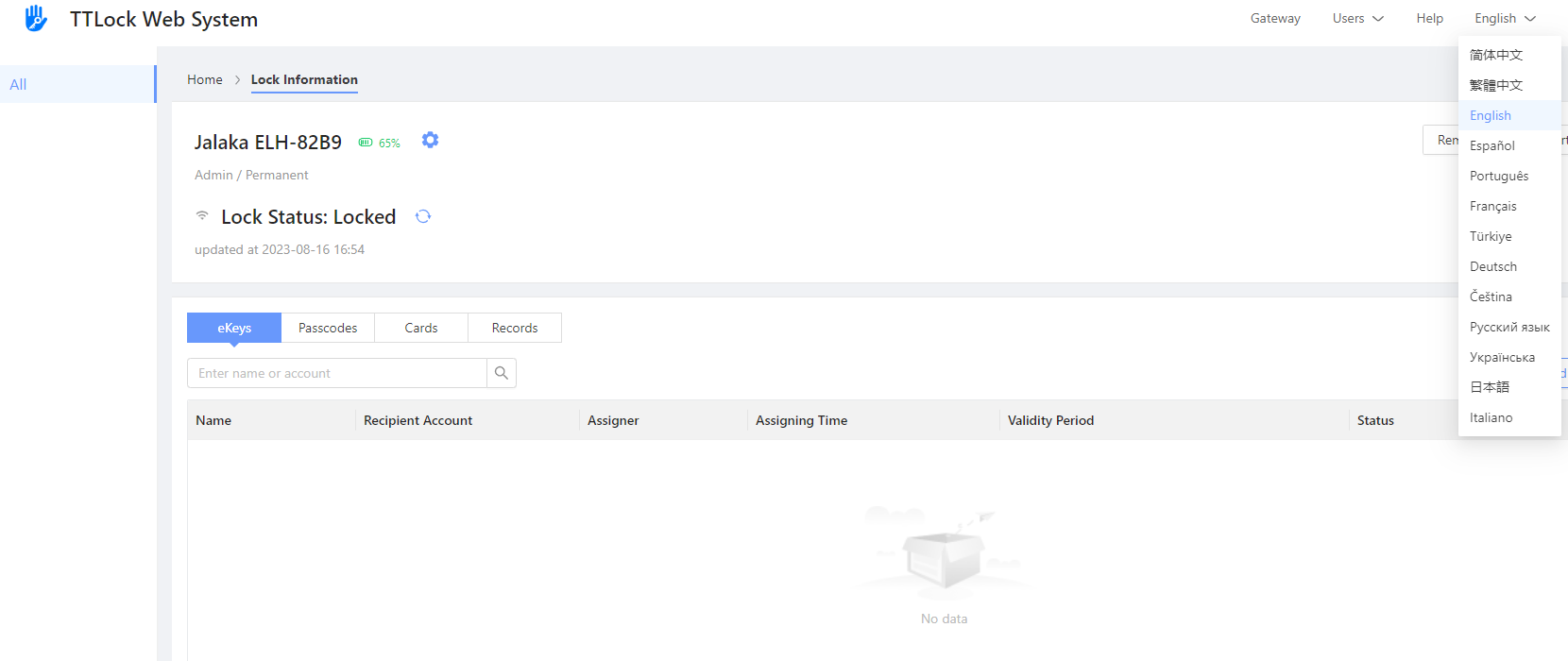 TTLock app & Web -en – eüra SmartLock.en